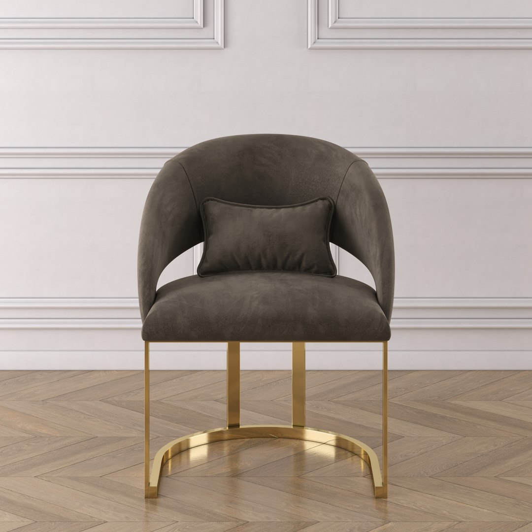 Holland Gray Velvet Chair 3D Model - TurboSquid 2290748