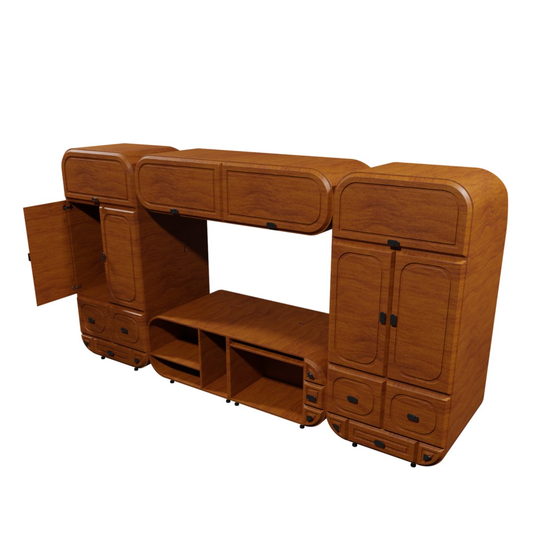 Modular dark wood bedroom closet E1 3D model - TurboSquid 2068407