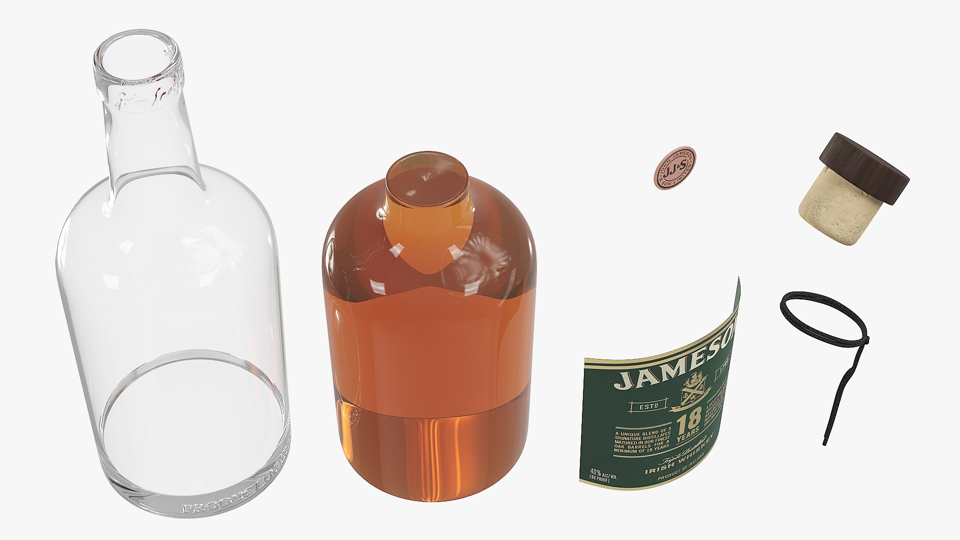 3D Jameson Irish Whiskey 18 Years Amber - TurboSquid 2518367