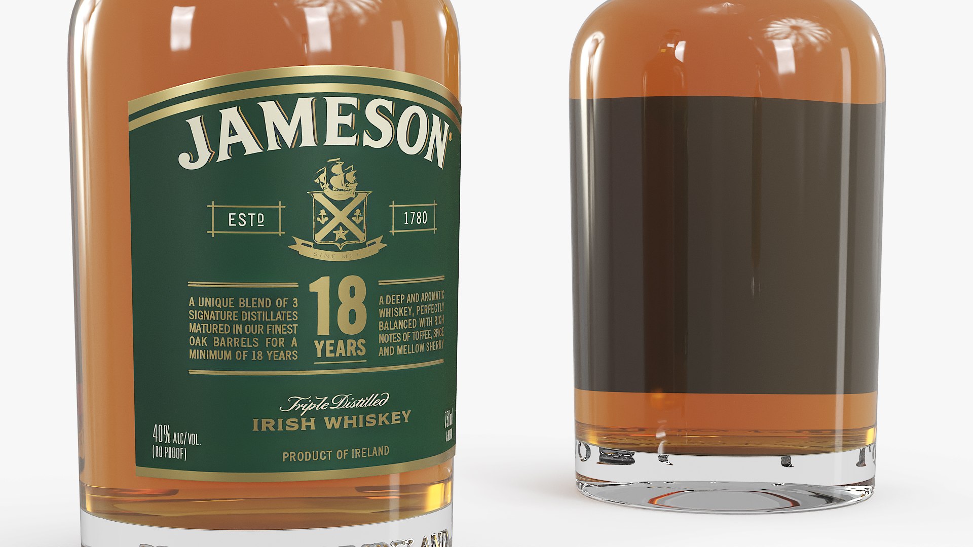 3D Jameson Irish Whiskey 18 Years Amber - TurboSquid 2518367