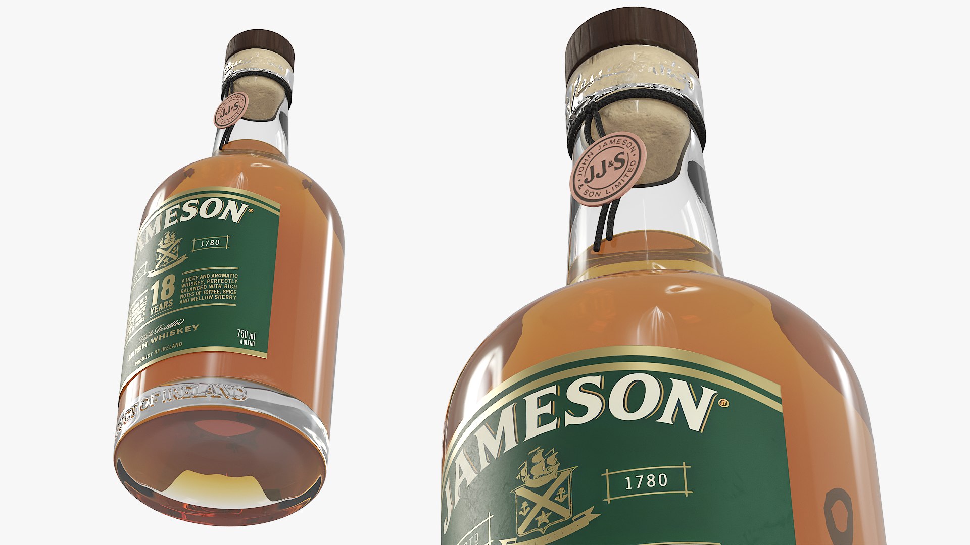 3D Jameson Irish Whiskey 18 Years Amber - TurboSquid 2518367