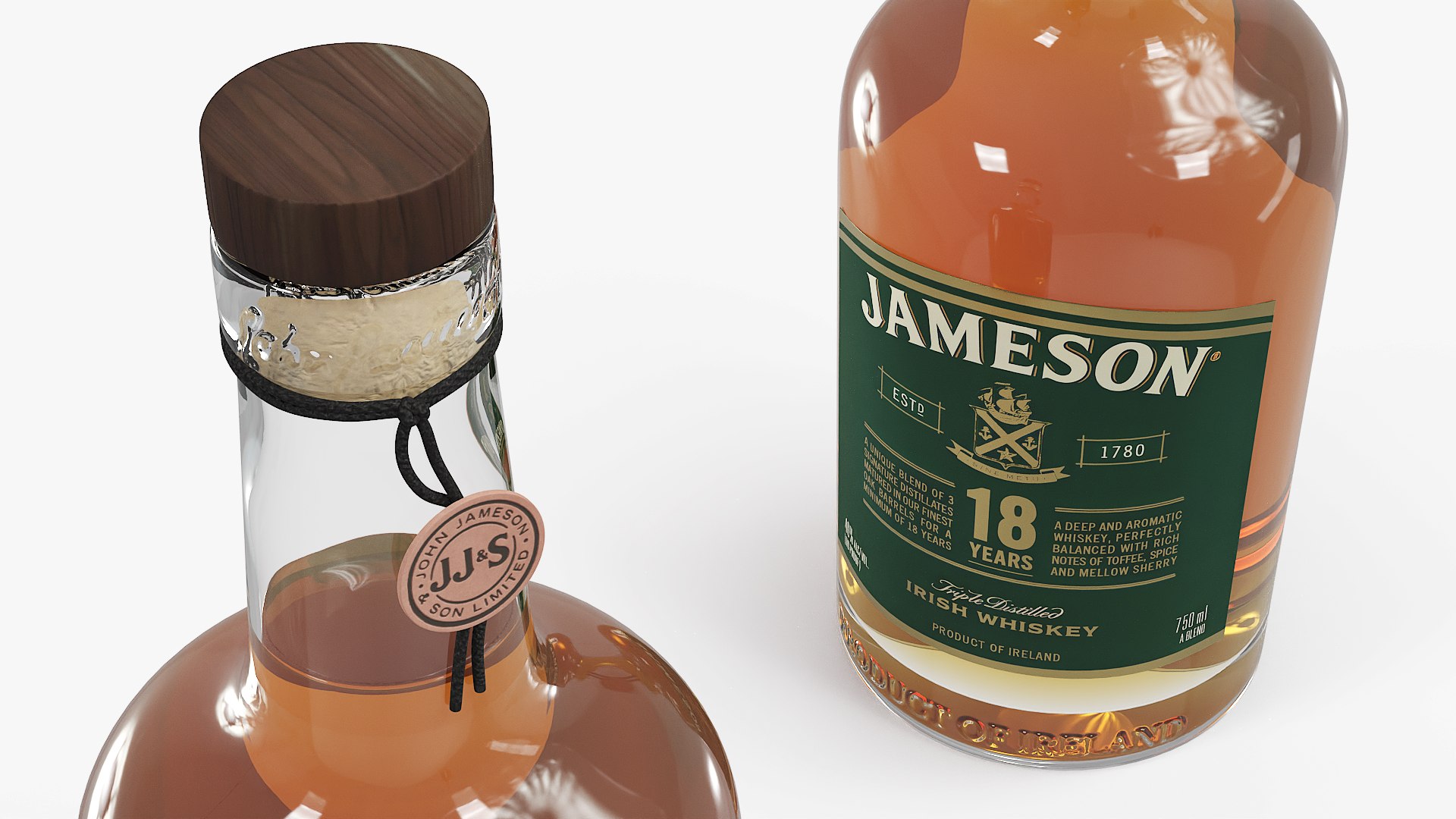 3D Jameson Irish Whiskey 18 Years Amber - TurboSquid 2518367