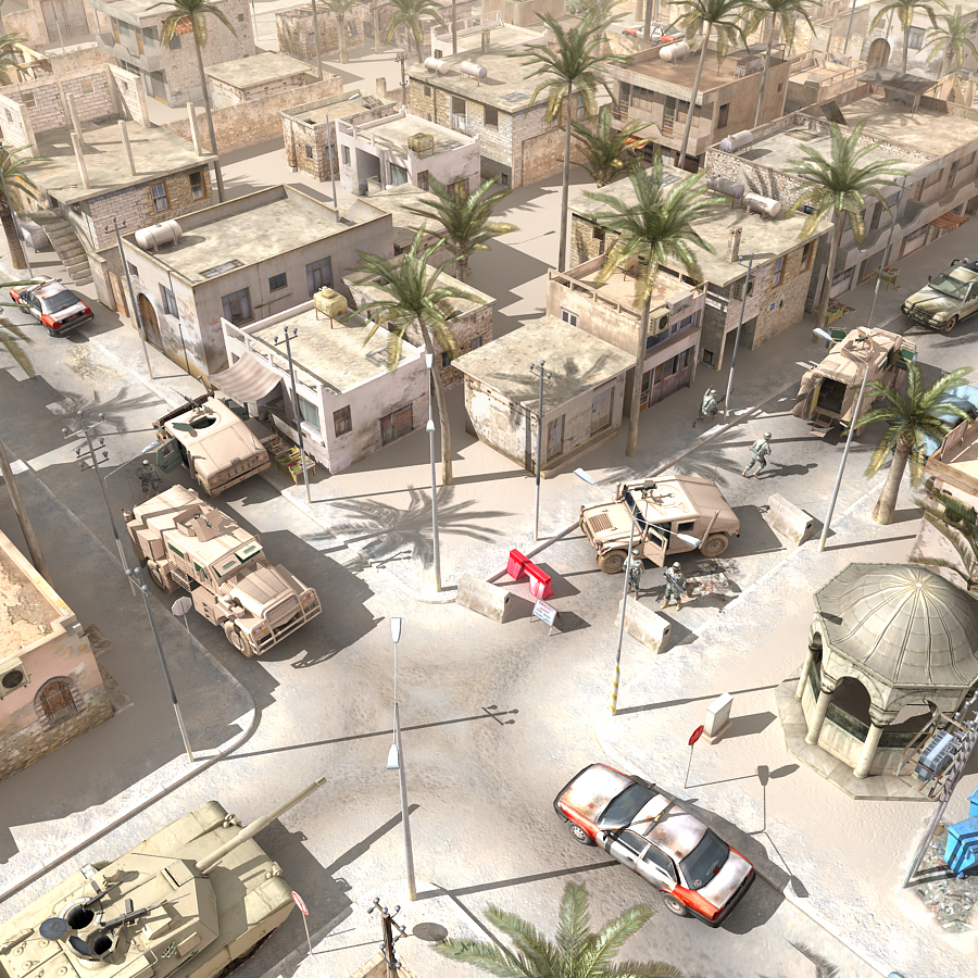 arab town war scenario 3d max