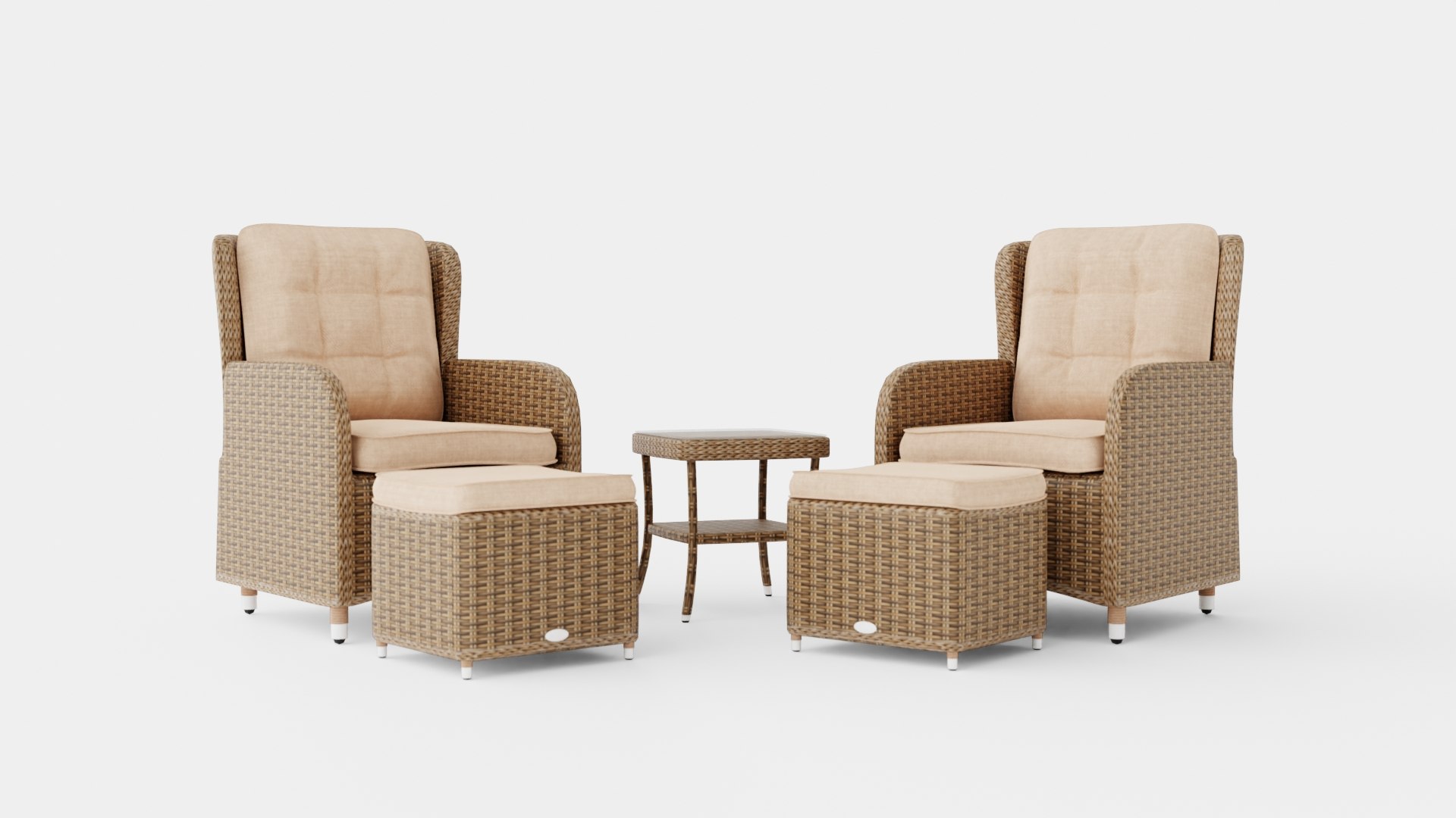 Lotus Lounge Recliner Duo Set 3D - TurboSquid 2253882