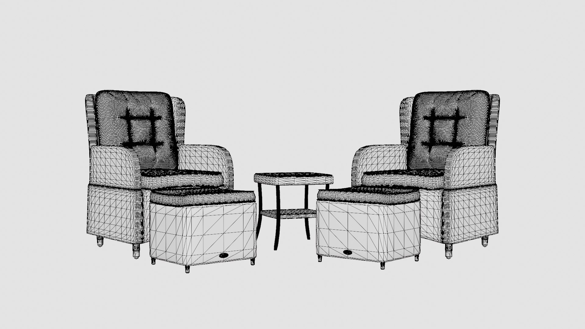 Lotus Lounge Recliner Duo Set 3D - TurboSquid 2253882
