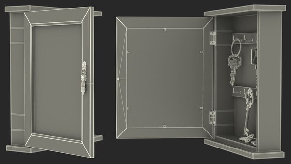 Wooden Key Holder Box with Keys 3D model - TurboSquid 1818258