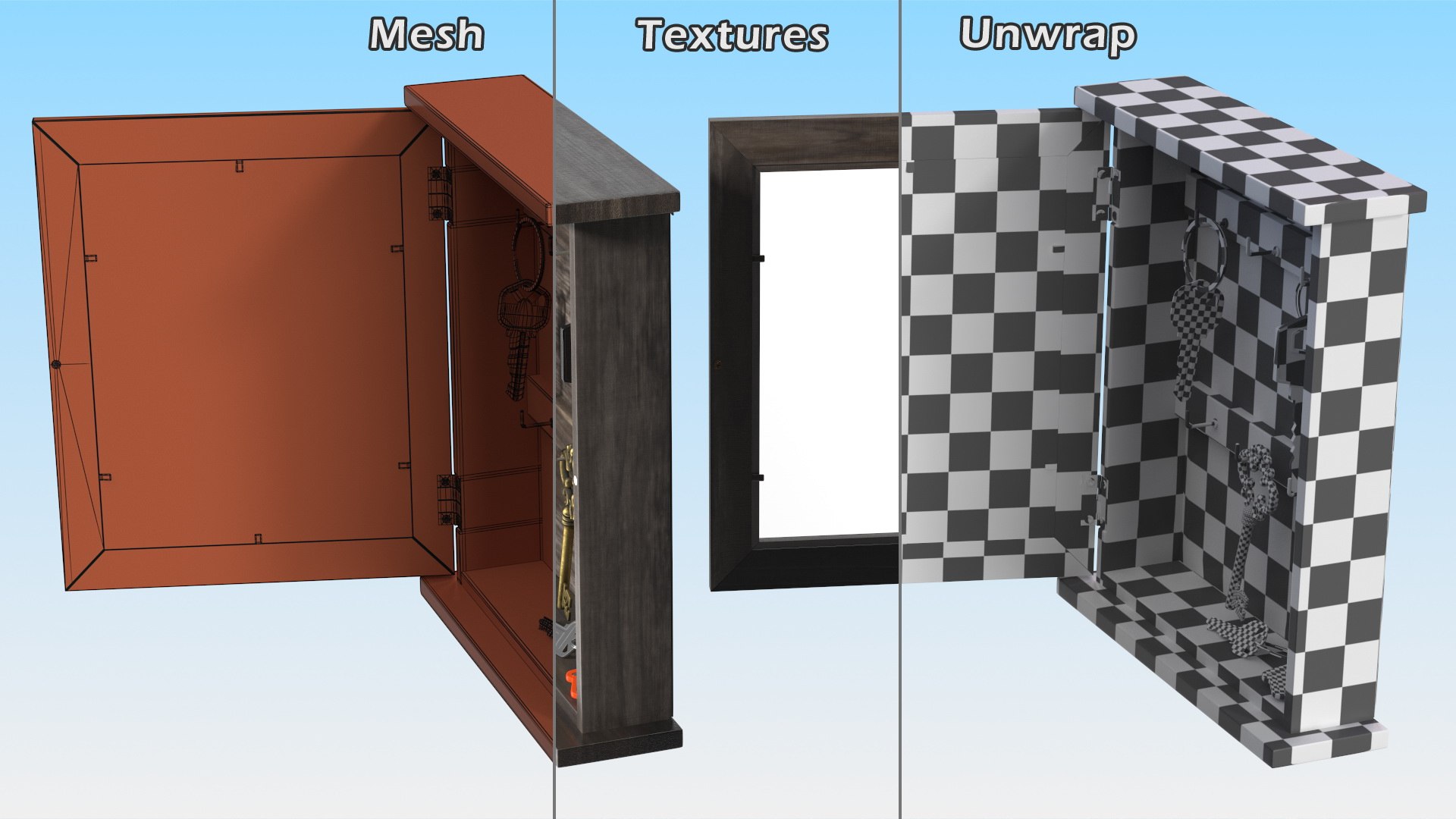 Wooden Key Holder Box With Keys 3D Model - TurboSquid 1818258