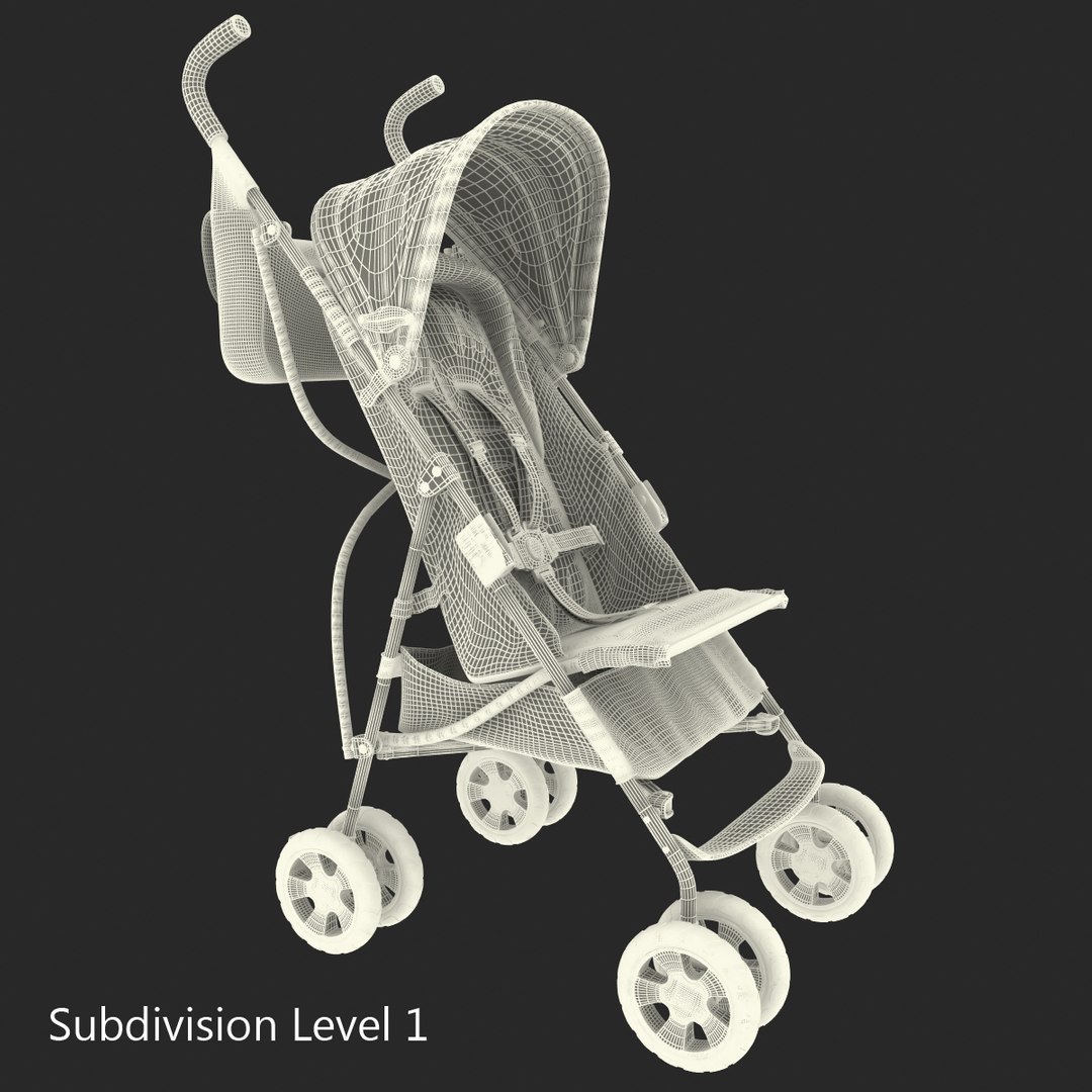 Baby Stroller Green Modeled 3d C4d