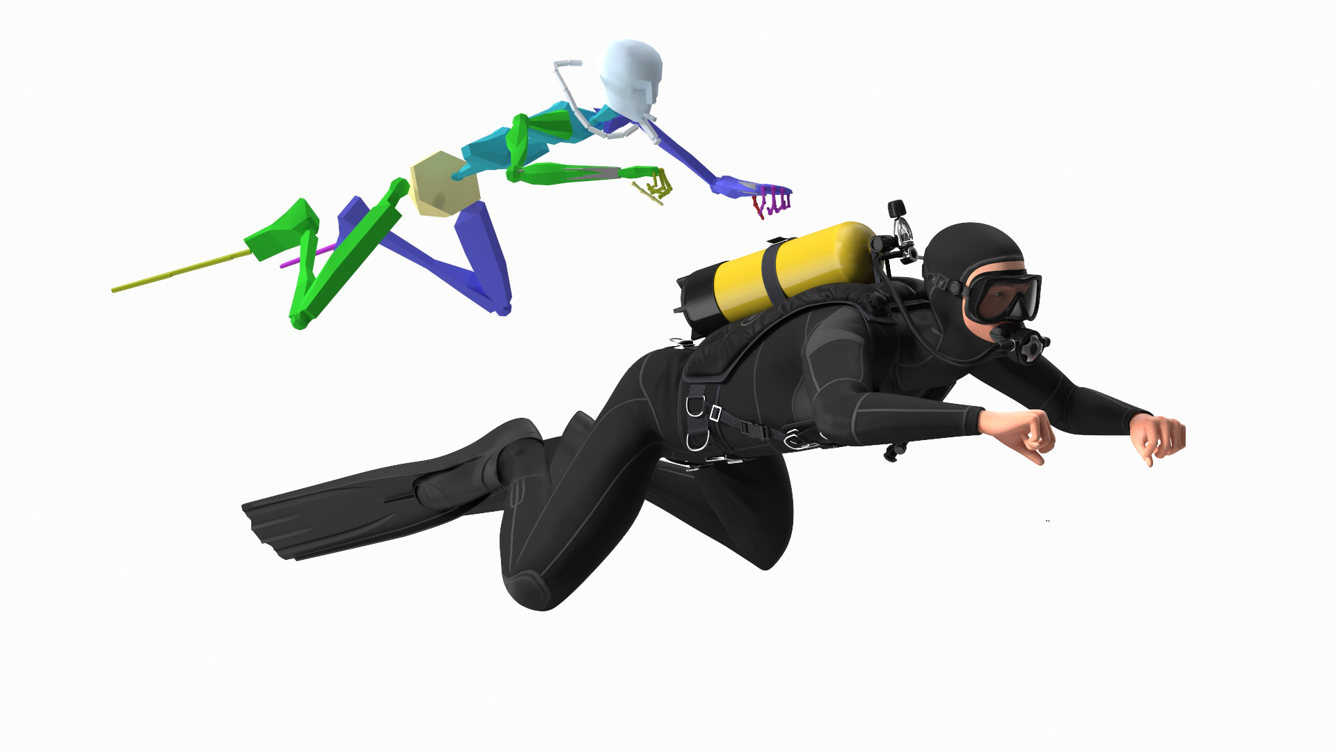 3D Model Combat Swimmer With Underwater Rifle APS Rigged - TurboSquid ...
