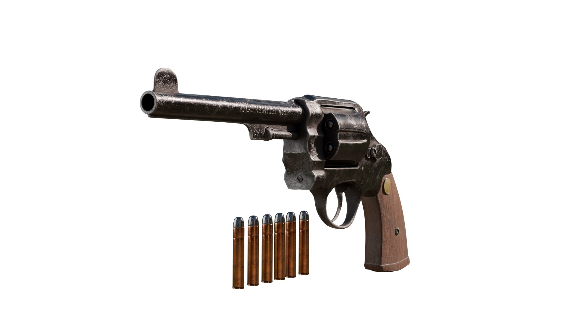 Vintage Revolver Damaged 3D Model - TurboSquid 2215888