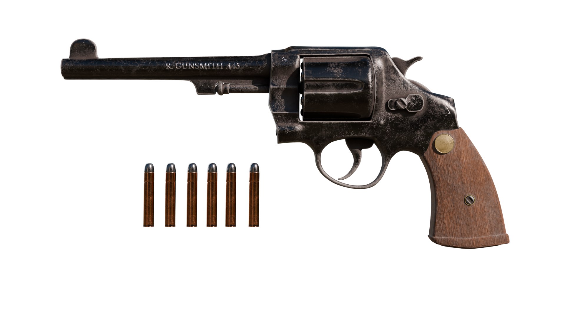 Vintage Revolver Damaged 3D Model - TurboSquid 2215888