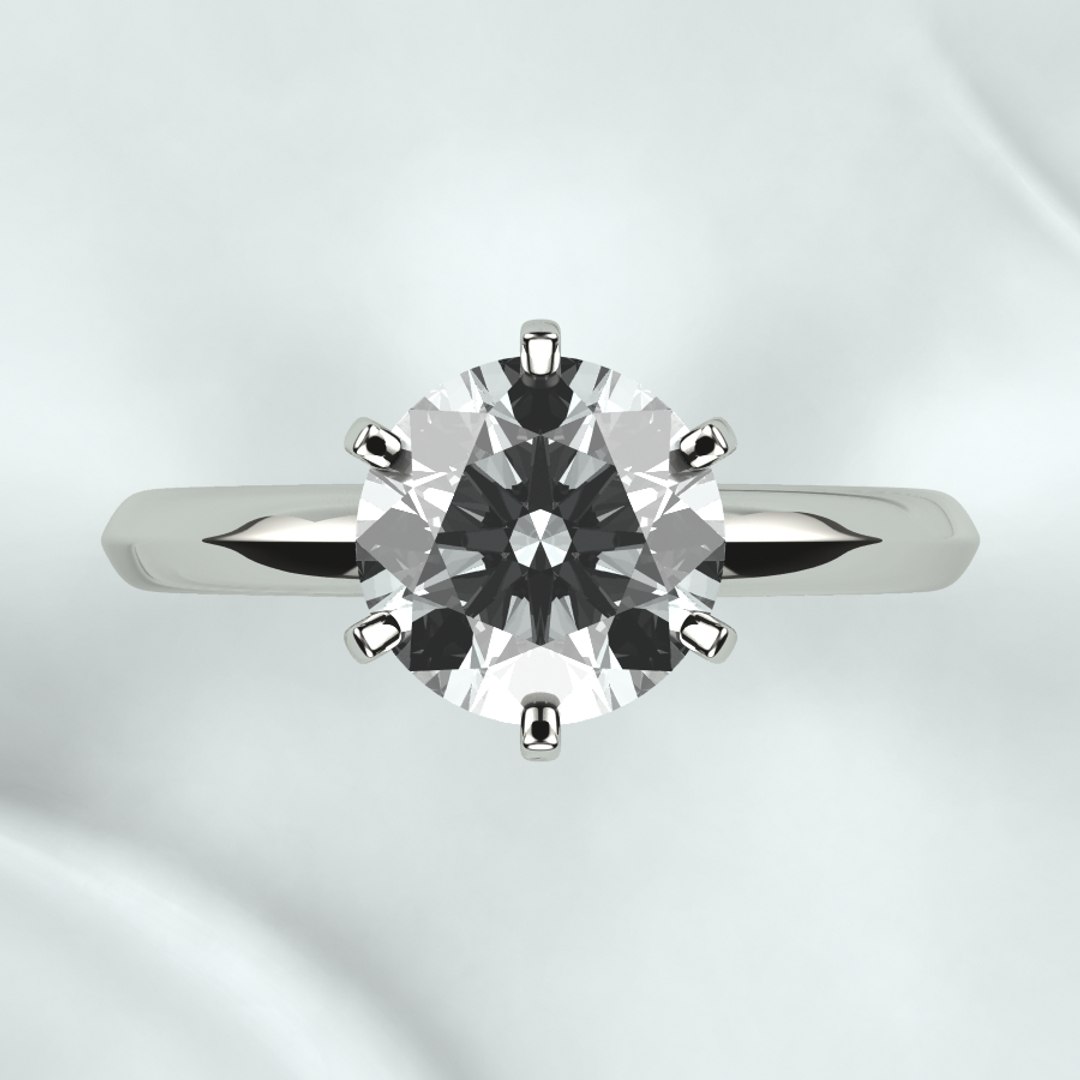 Single 8mm Diamond High Jewelry Gold Ring 3D model - TurboSquid 1892075