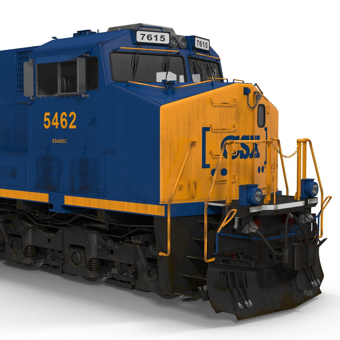 locomotive es40dc csx blue 3d obj