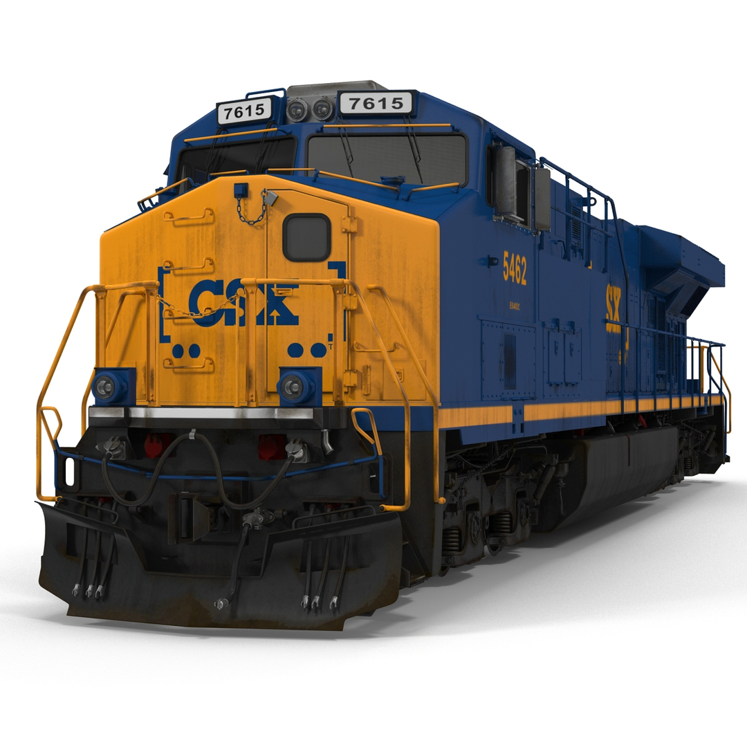 locomotive es40dc csx blue 3d obj