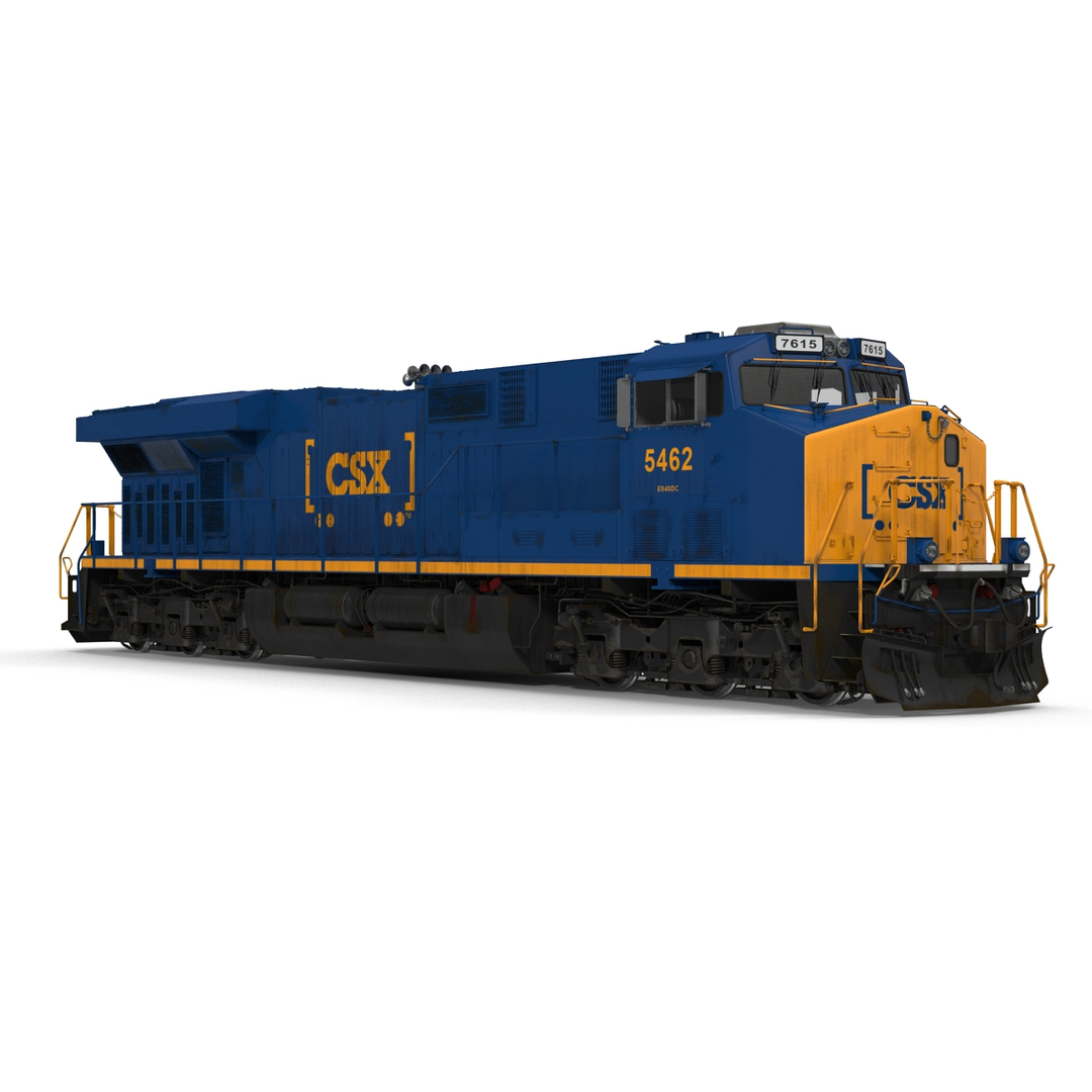 locomotive es40dc csx blue 3d obj