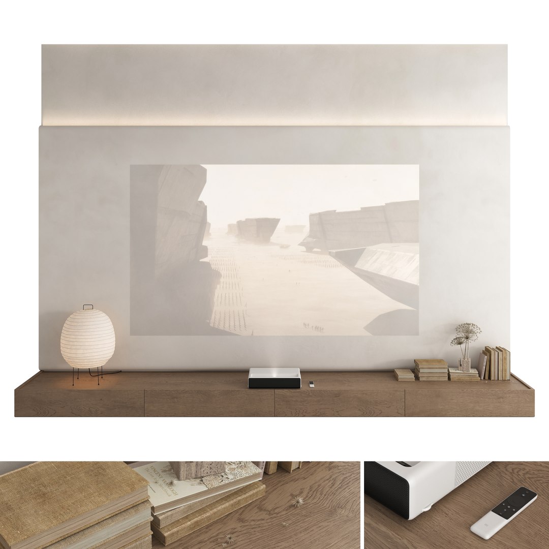 3D TV Wall Set 71 With Laser Projector Model - TurboSquid 2215446