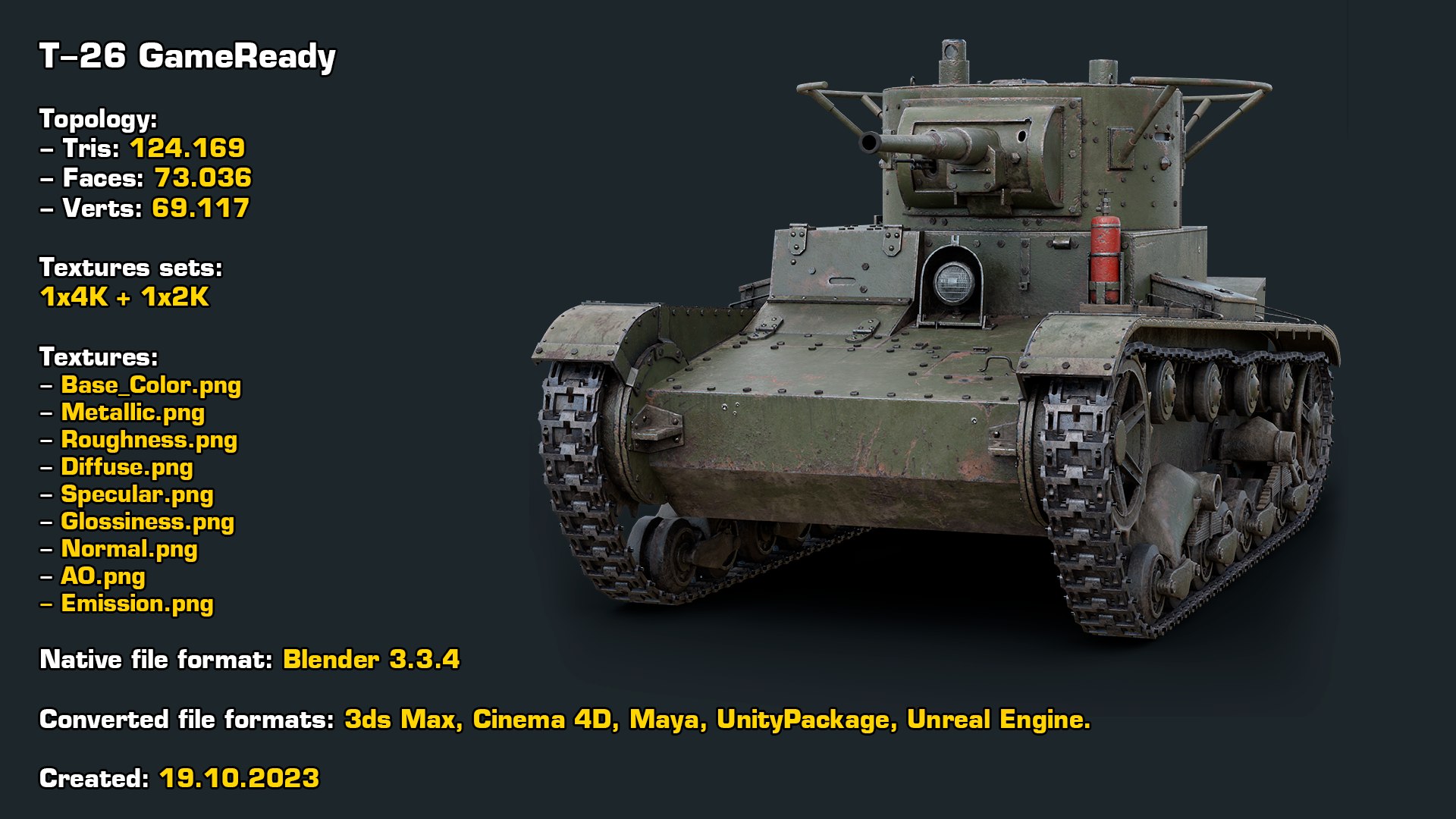 3D T26 Tank Gameready - TurboSquid 2141074