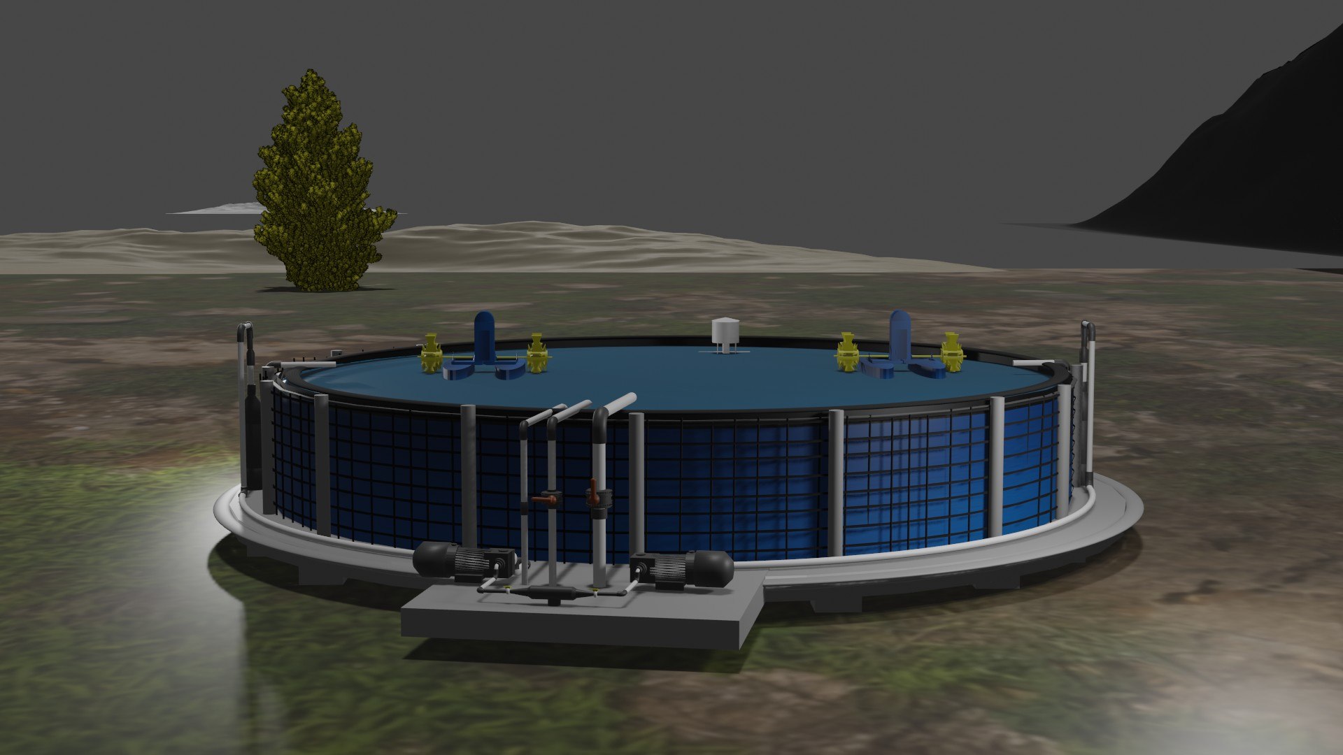 Fishpond Shrimp Aquaculture Round 3D Model - TurboSquid 2028305