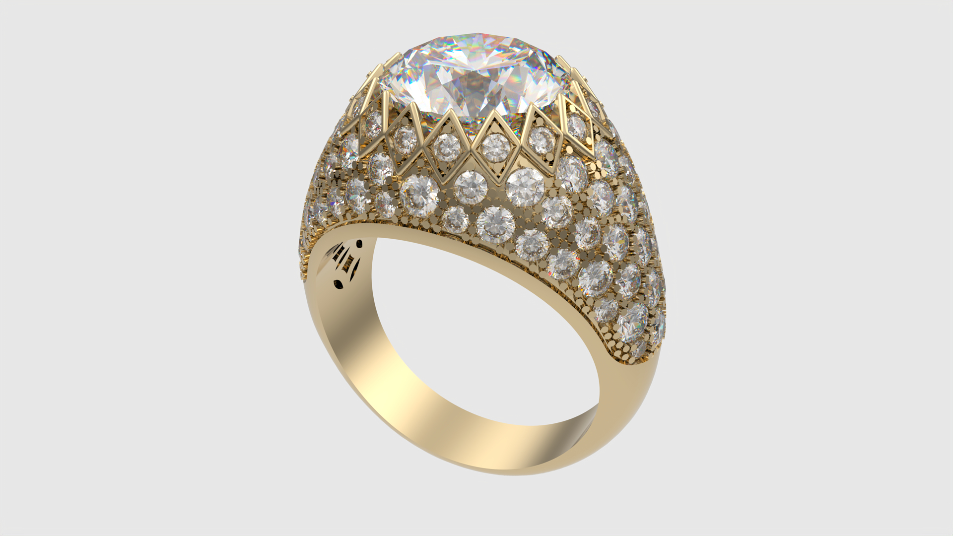 Luxury Crown Style Ring With Pave Setting JDBCo 3D - TurboSquid 2339836
