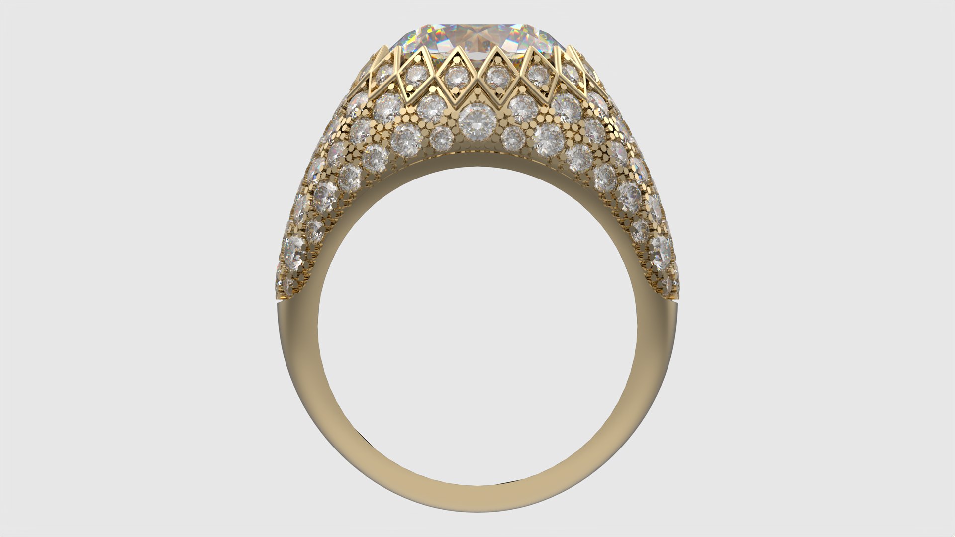 Luxury Crown Style Ring With Pave Setting JDBCo 3D - TurboSquid 2339836