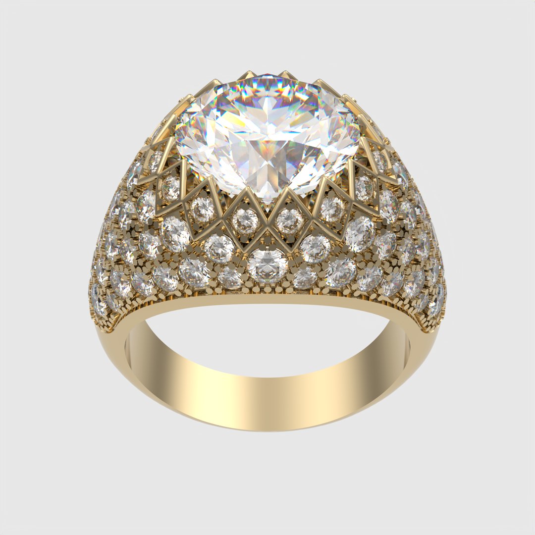 Luxury Crown Style Ring With Pave Setting JDBCo 3D - TurboSquid 2339836