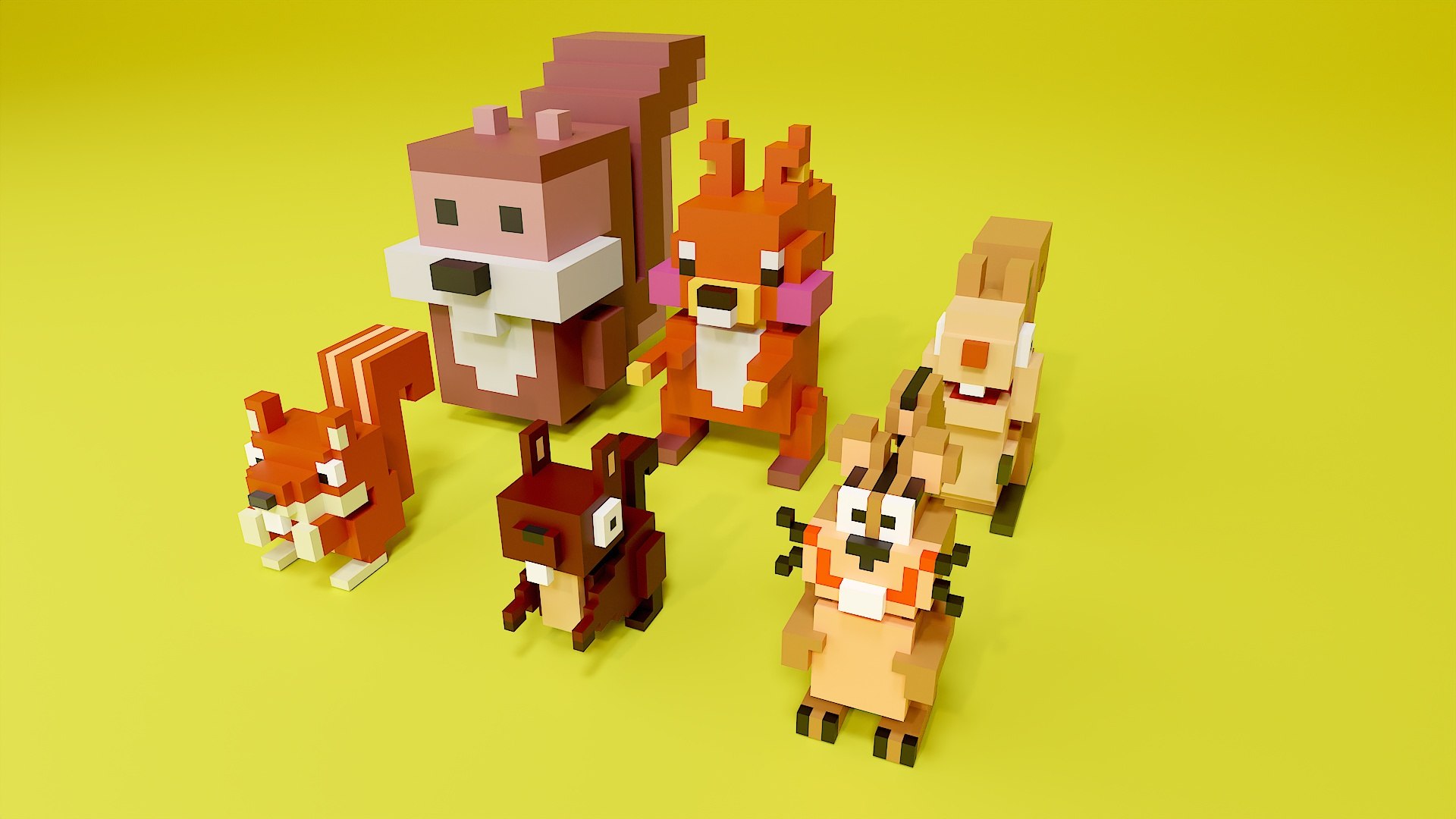 Squirrel Voxel Art Pack 3d Model 3D Model - TurboSquid 2182629