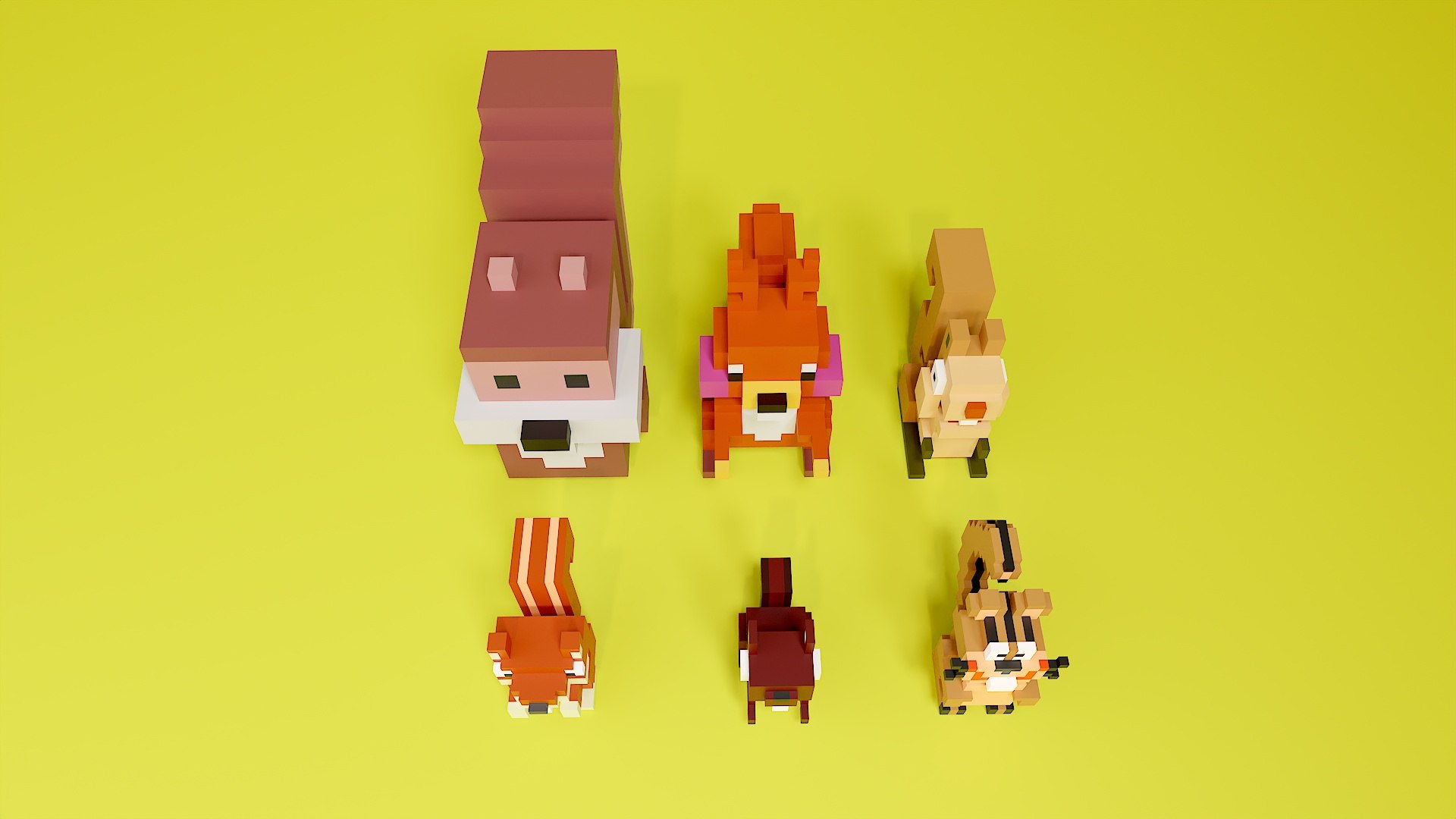 Squirrel Voxel Art Pack 3d Model 3D Model - TurboSquid 2182629