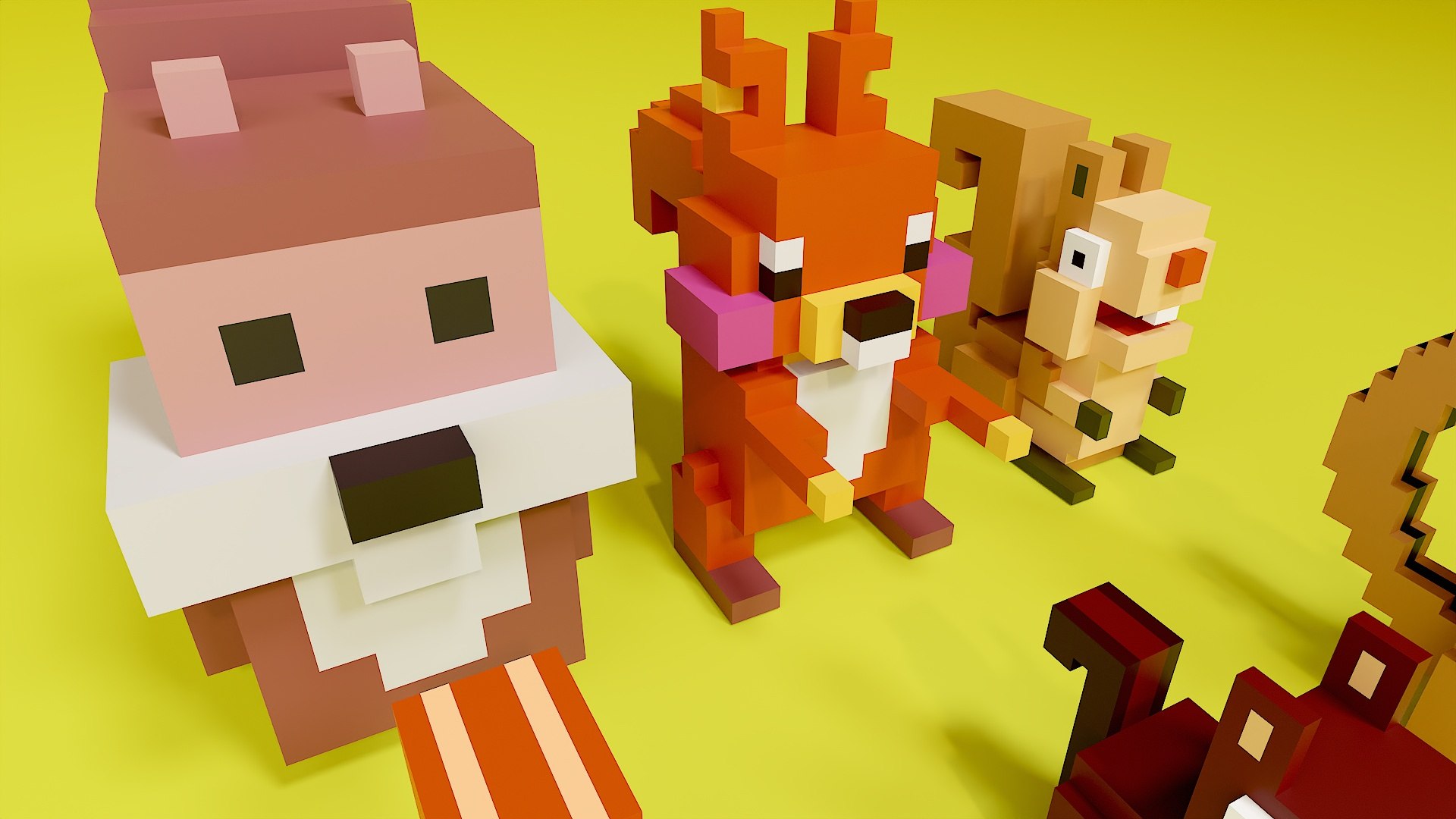 Squirrel Voxel Art Pack 3d Model 3D Model - TurboSquid 2182629