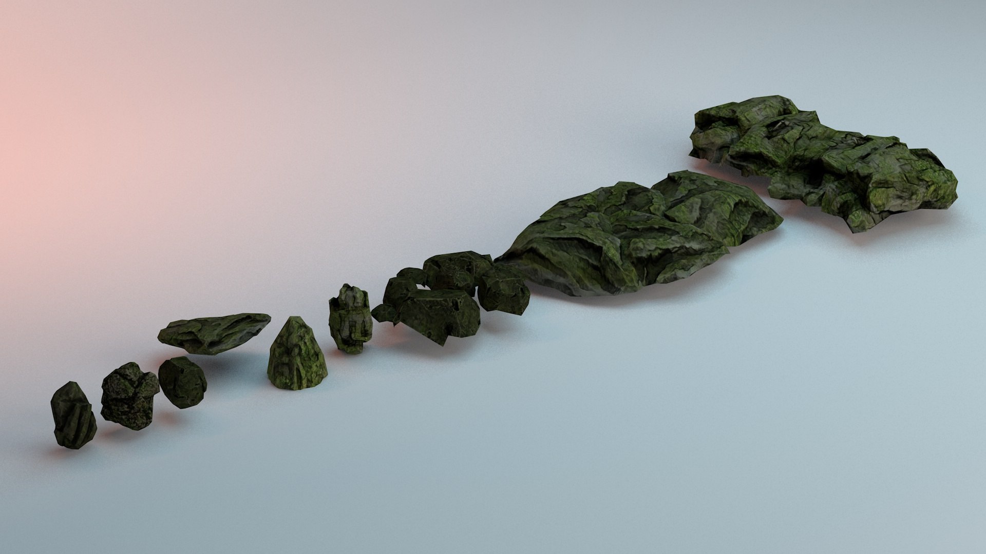 3D Green Algae Rocks Low-poly 3D Model - TurboSquid 1818487