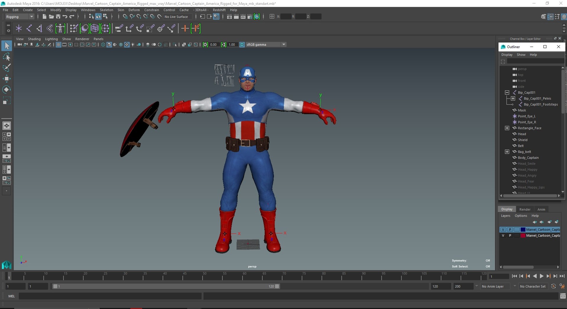 Marvel Cartoon Captain America Rigged For Maya 3D Model - TurboSquid ...