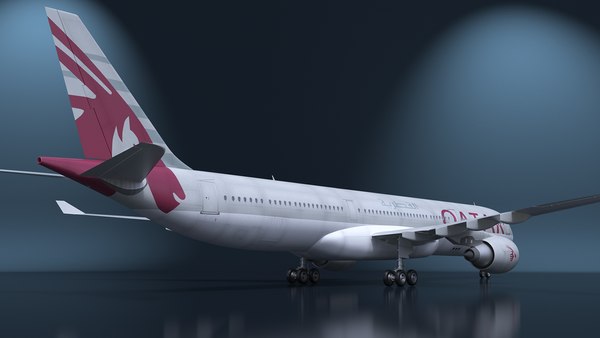 3D модель Qatar Airways Airbus A330-300 оснащен для Cinema 4D ...