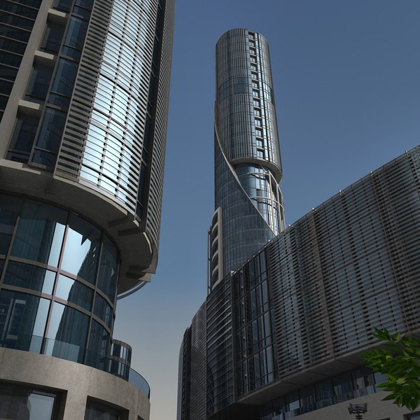 3d model modern city buildings