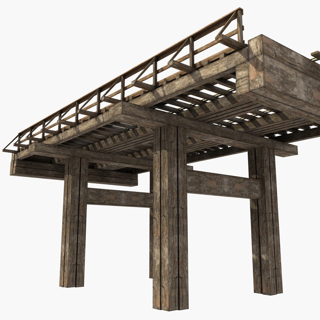 Old Wooden Railway Bridge Model