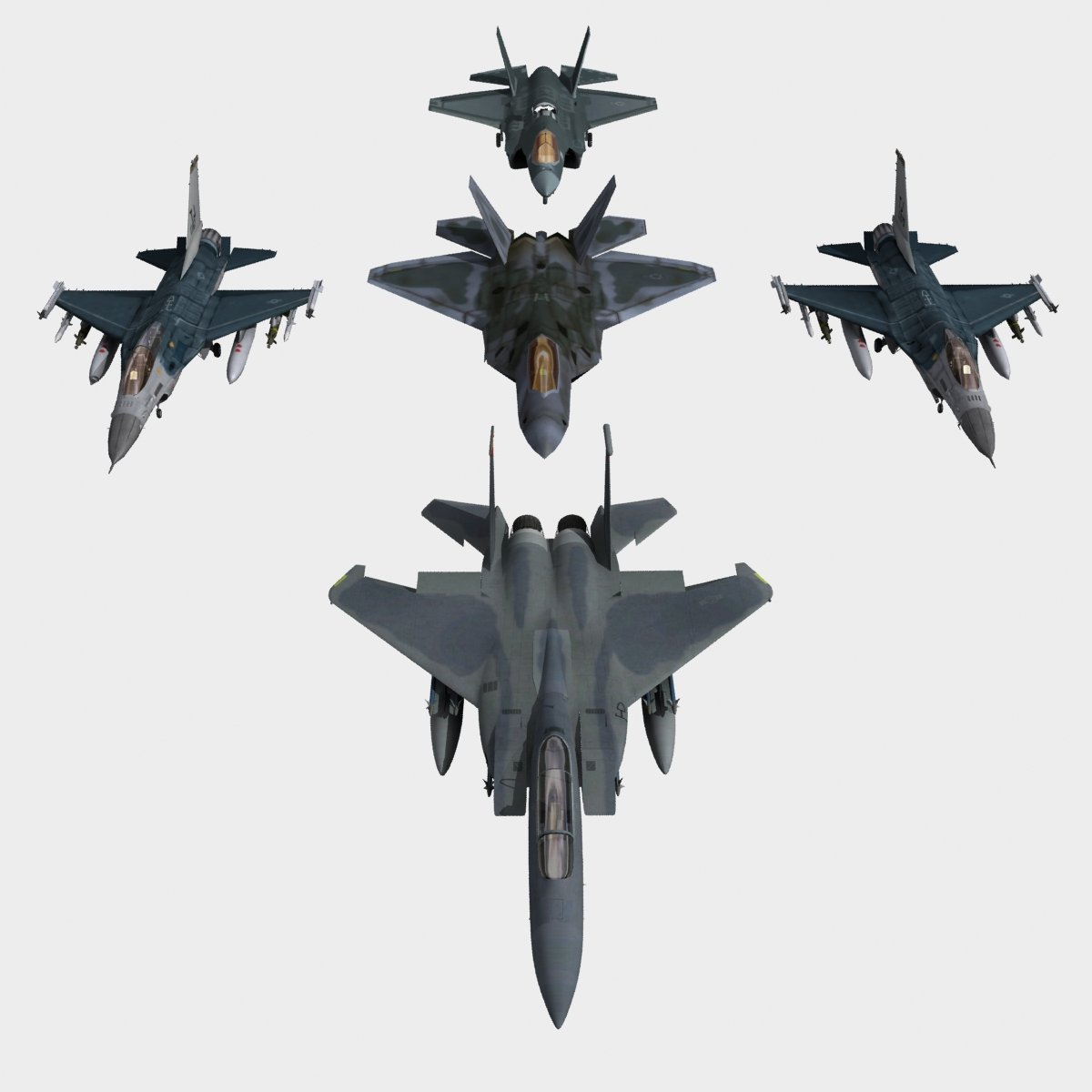 USAF F-15 F-16 F-22 i F-35 Model 3D - TurboSquid 1760886