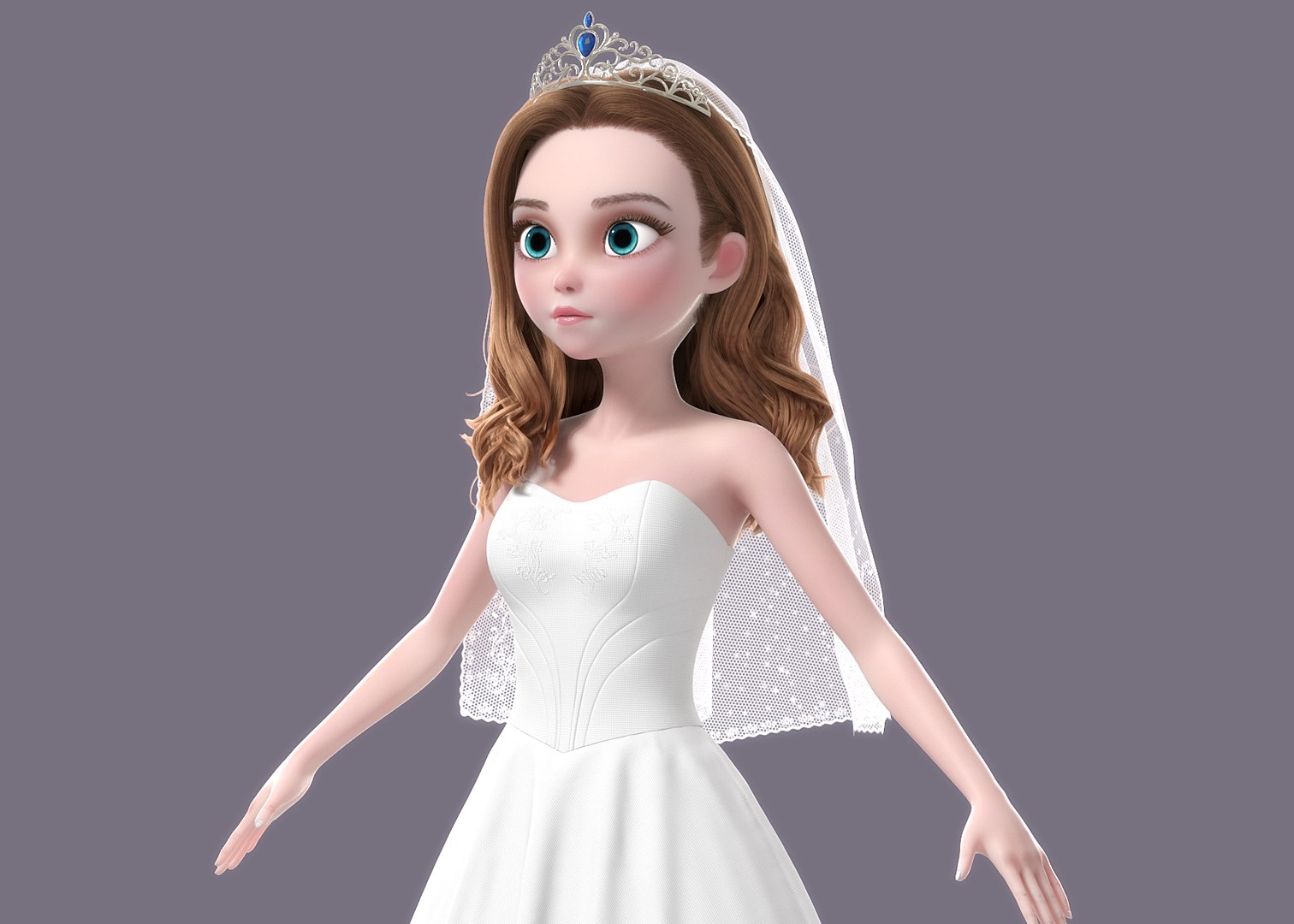 3D cartoon bride rigged character - TurboSquid 1420230