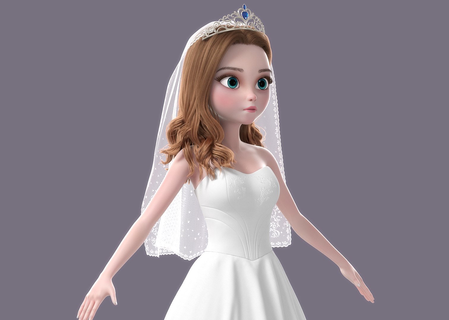 3D cartoon bride rigged character - TurboSquid 1420230
