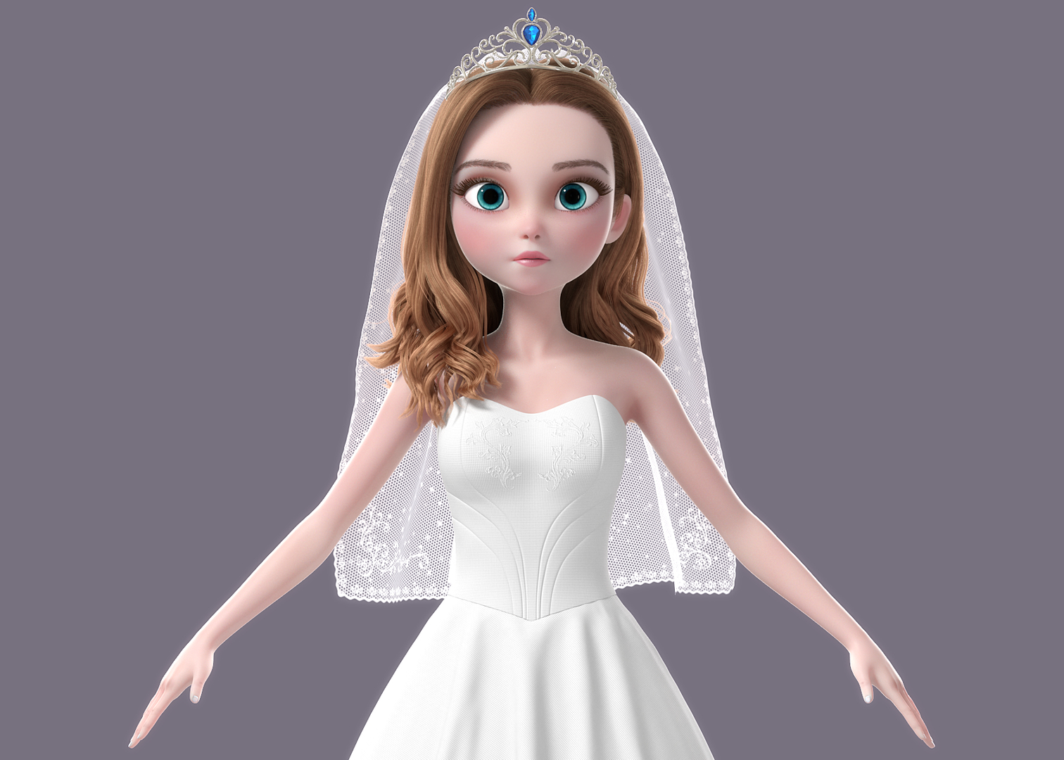 3D cartoon bride rigged character - TurboSquid 1420230