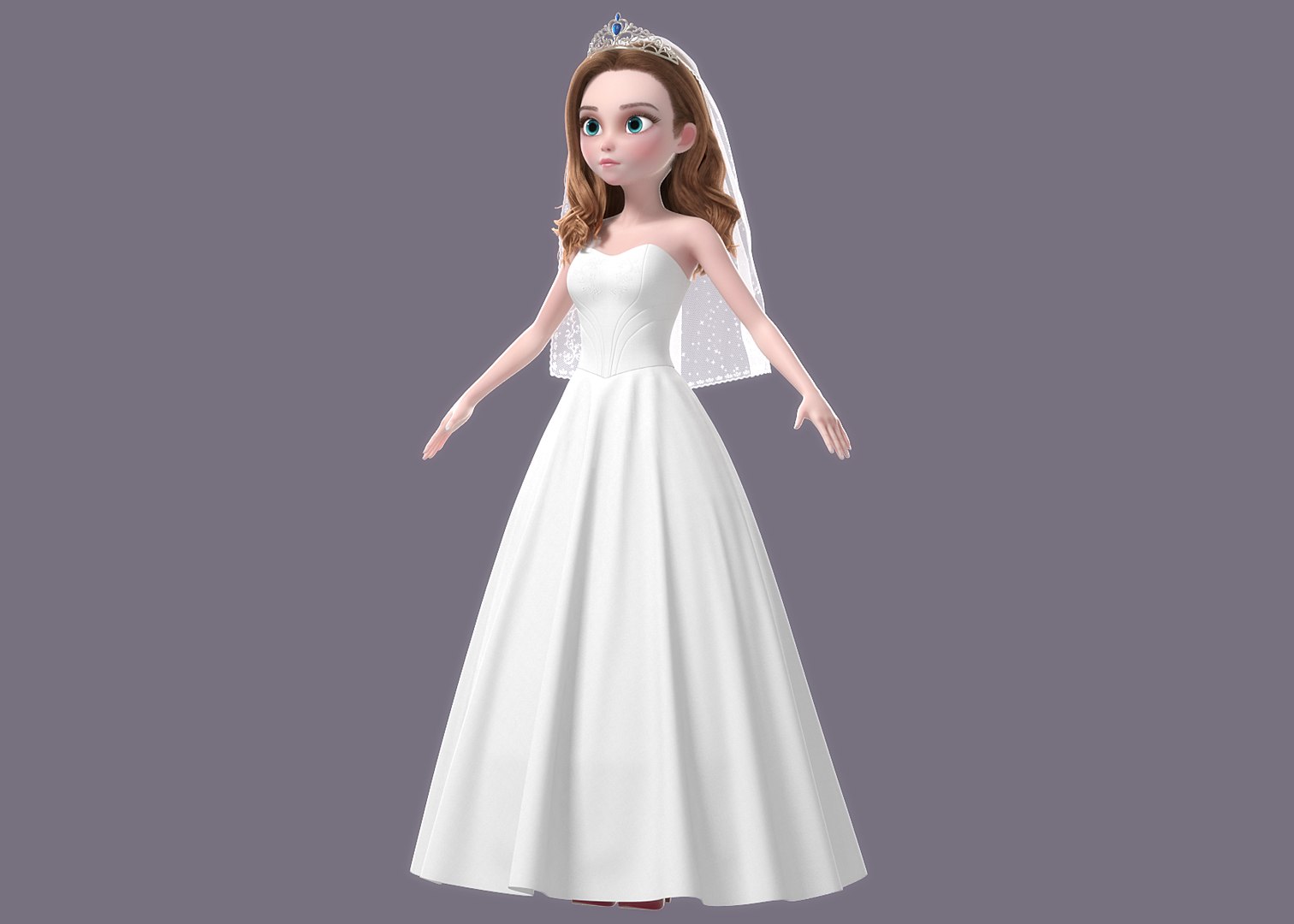 3D cartoon bride rigged character - TurboSquid 1420230