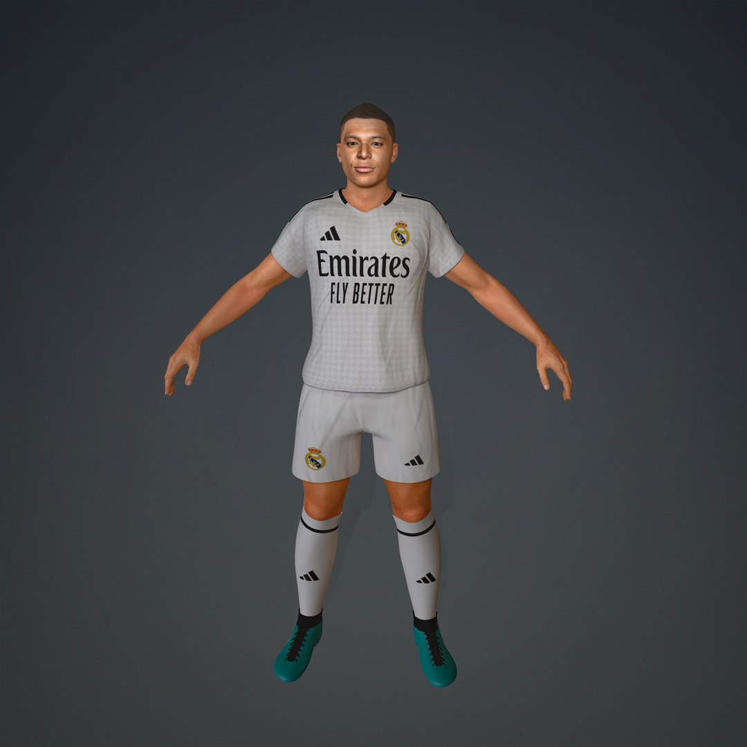 3D Kylian Mbappe Real Madrid Kit 3 - TurboSquid 2263151
