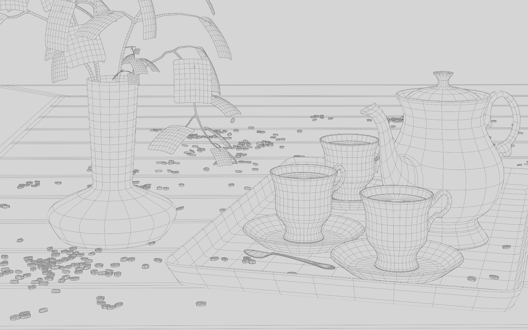 3D Tea Set 3d Scene - TurboSquid 2121279