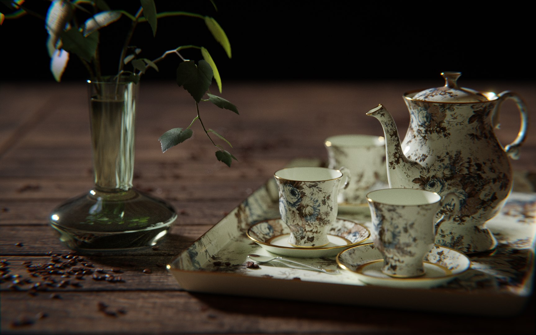 3D Tea Set 3d Scene - TurboSquid 2121279
