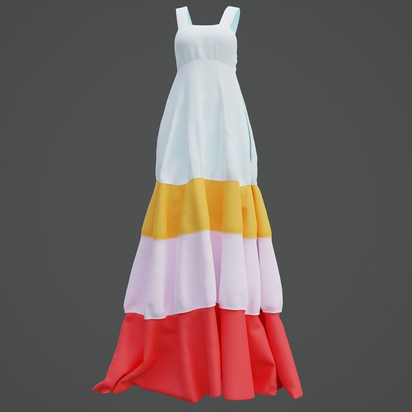 3D model female tiered dress - TurboSquid 1699651