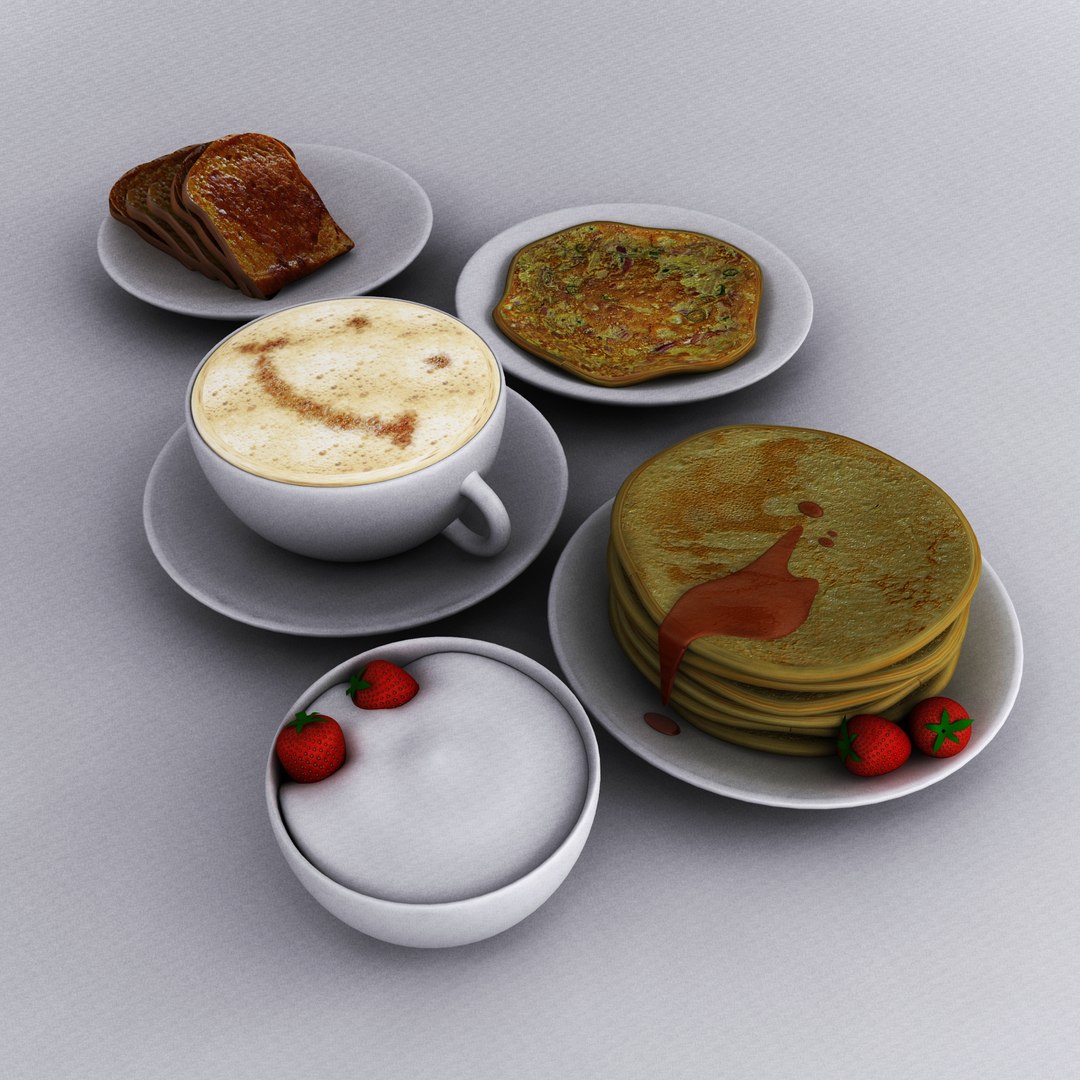 3d model coffee breakfast