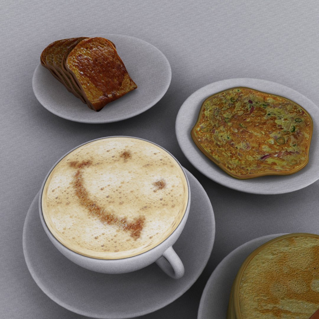 3d model coffee breakfast