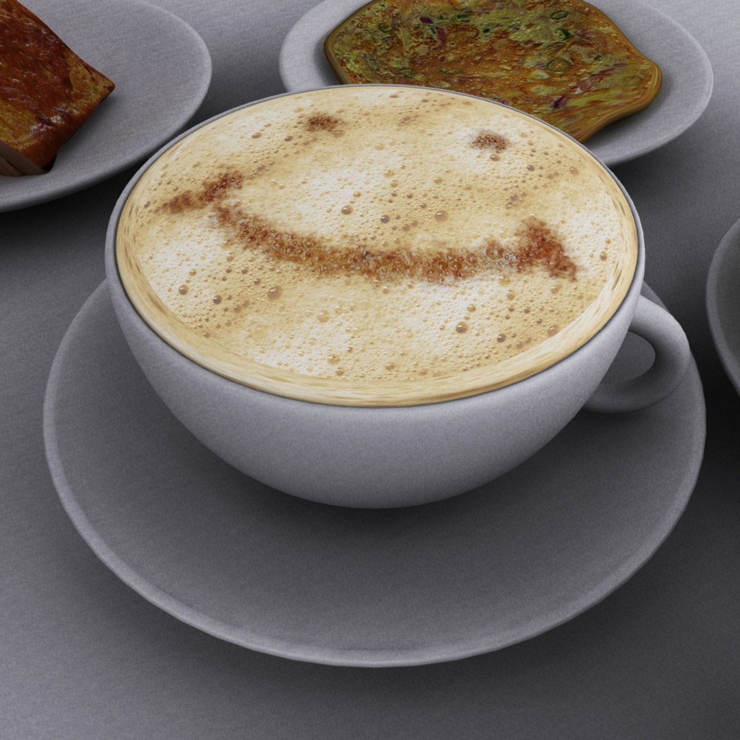 3d model coffee breakfast