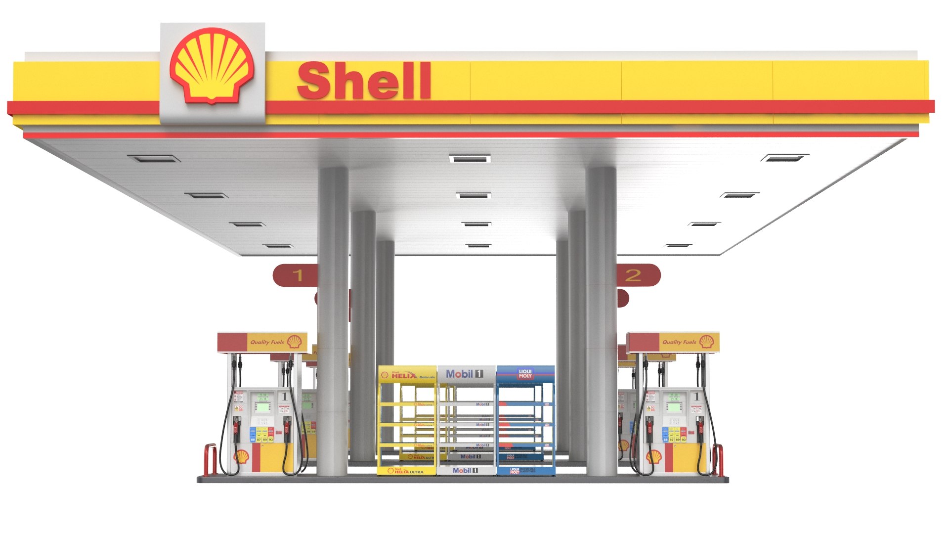 3D Two Detailed Gas Station Buildings model - TurboSquid 2037206