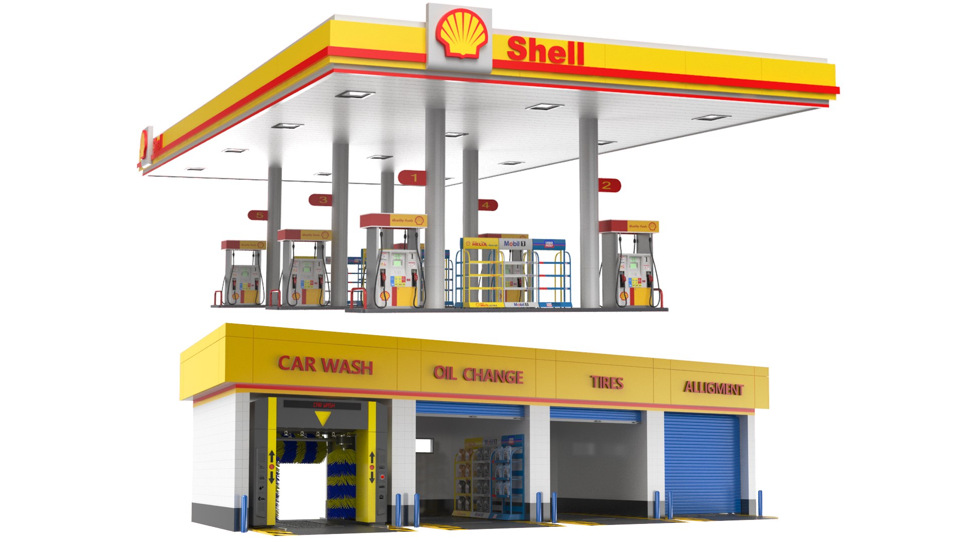 3D Two Detailed Gas Station Buildings model - TurboSquid 2037206