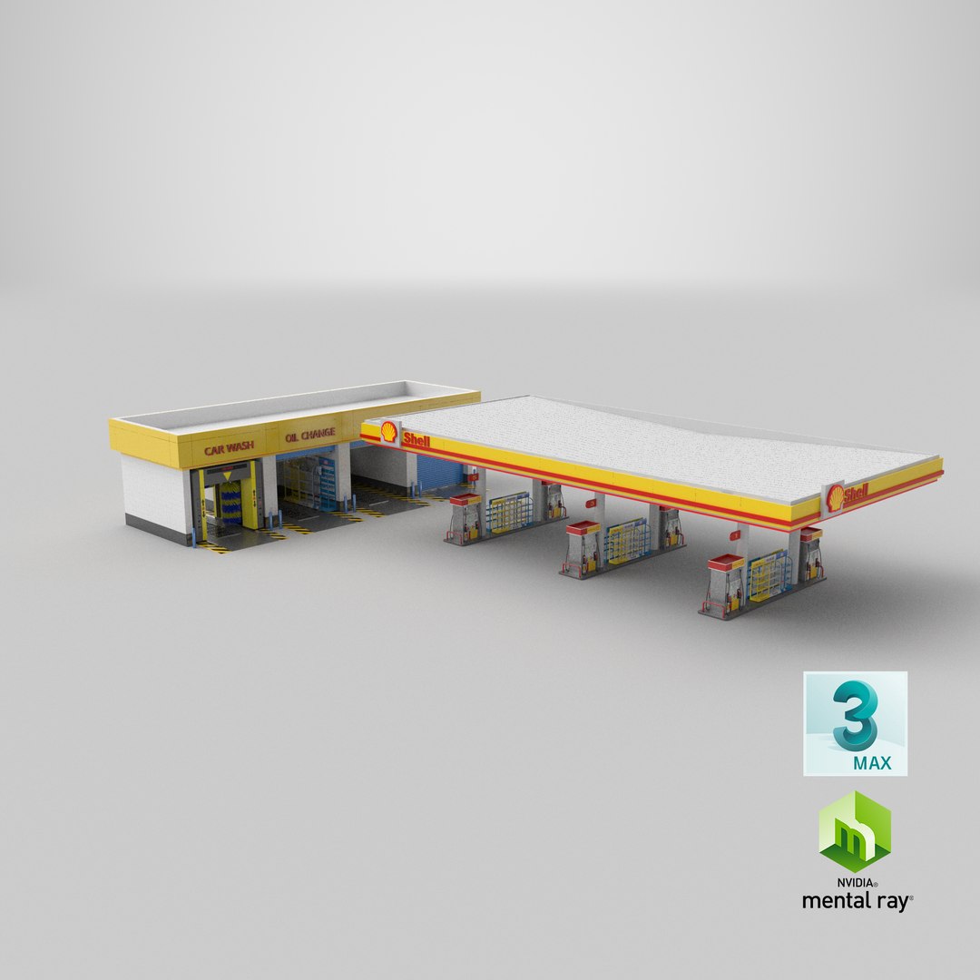3D Two Detailed Gas Station Buildings Model - TurboSquid 2037206