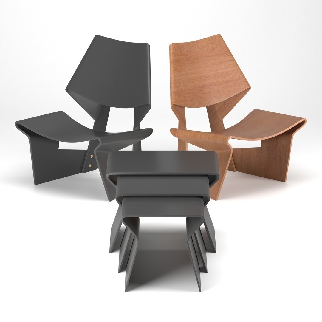 Chair And Coffe Tables Gj Bow, Grete Jalk Model - TurboSquid 1715449