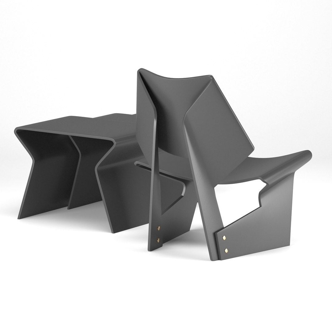 Chair And Coffe Tables Gj Bow, Grete Jalk Model - TurboSquid 1715449